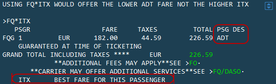 Passenger Type Codes (PTC)