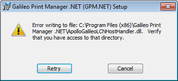 Installing Galileo Print Manager .NET