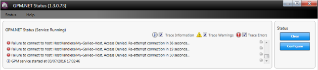 Using the GPM.NET Status Window