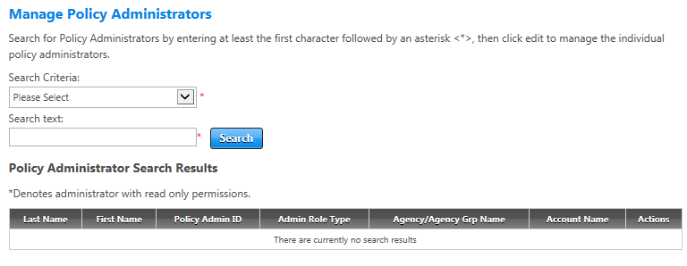 Manage Policy Administrators
