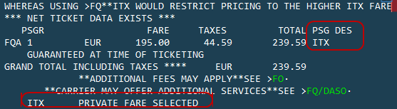 Fare Quote (Pricing)