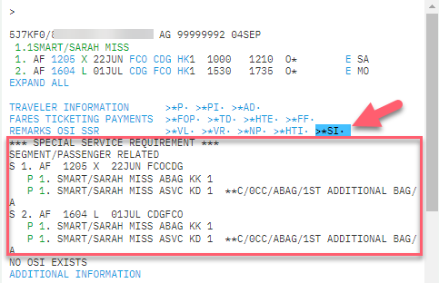 Display ancillary services