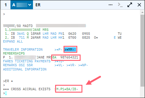 Mileage membership or loyalty details